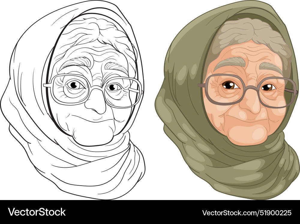 Smiling elderly woman wearing glasses Royalty Free Vector