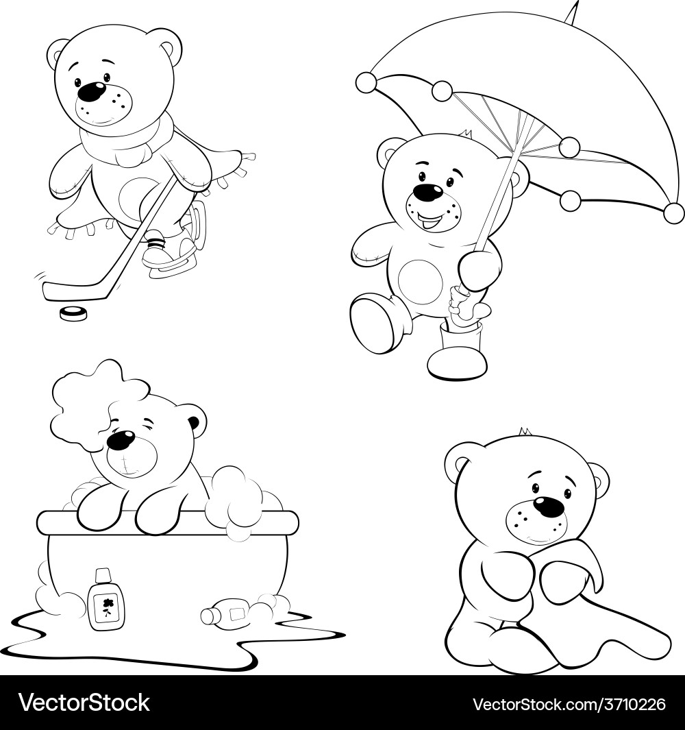 A set of bears coloring book Royalty Free Vector Image