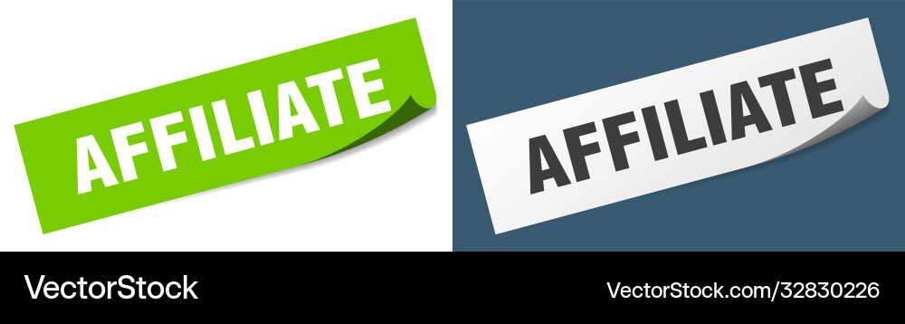 Affiliate paper peeler sign set sticker Royalty Free Vector