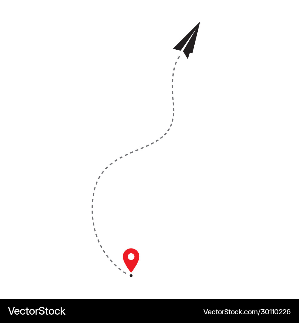 Airplane line path air plane flight route Vector Image