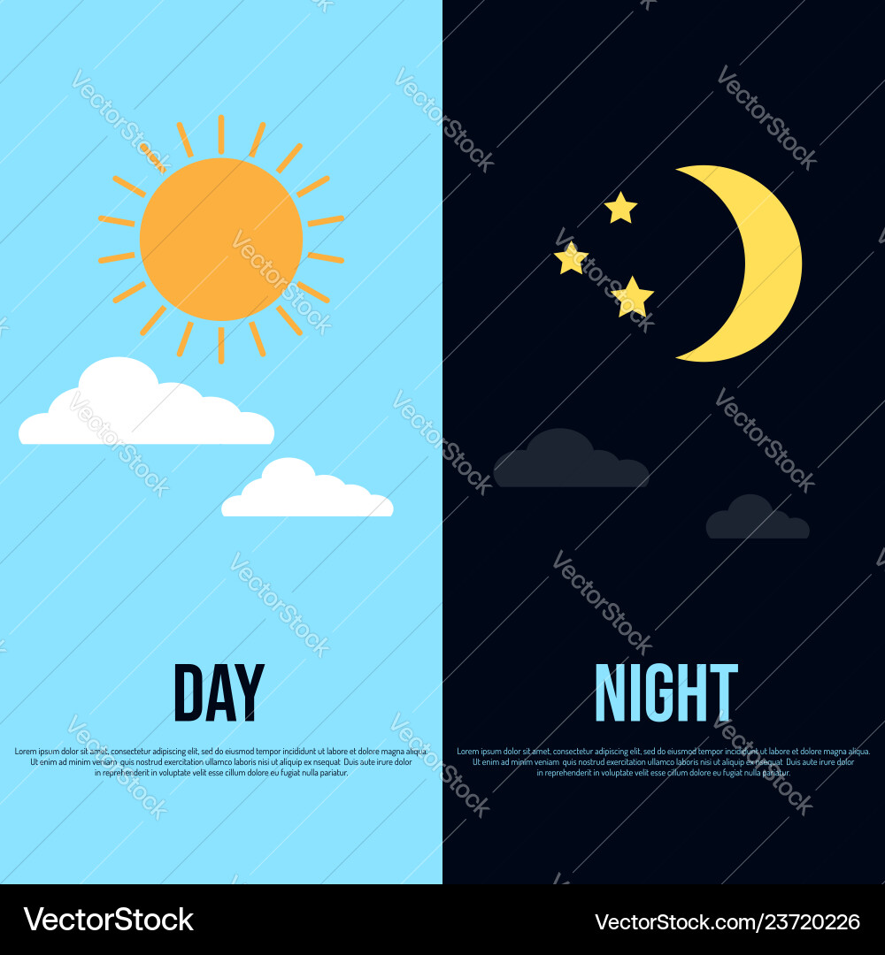 Day and night theme with sun moon stars Royalty Free Vector