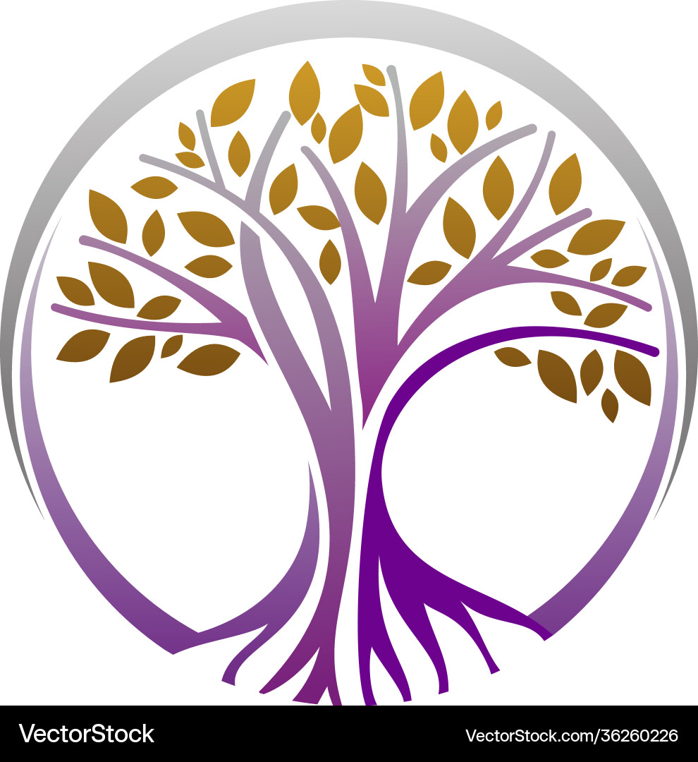 Growing tree with leaves and roots Royalty Free Vector Image