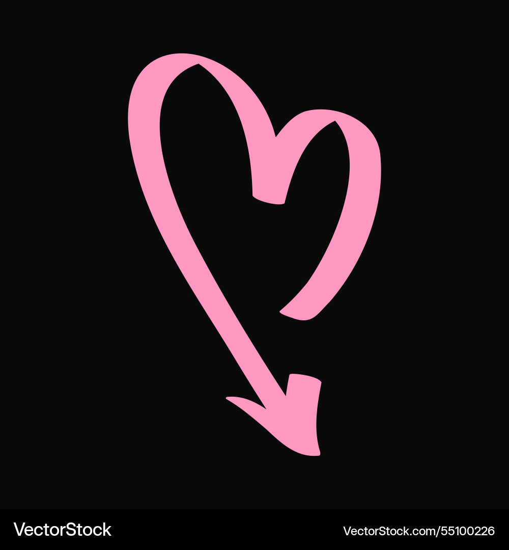 Hand drawn doodle heart shaped arrow Royalty Free Vector