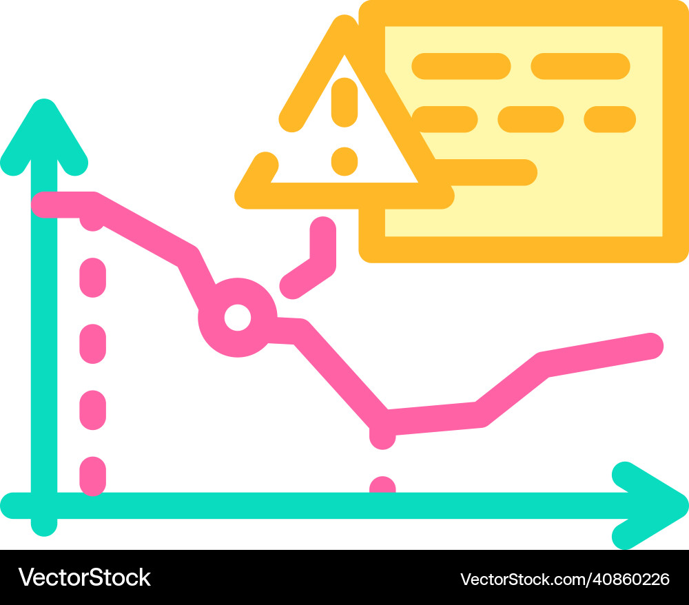 Price drop chart color icon Royalty Free Vector Image