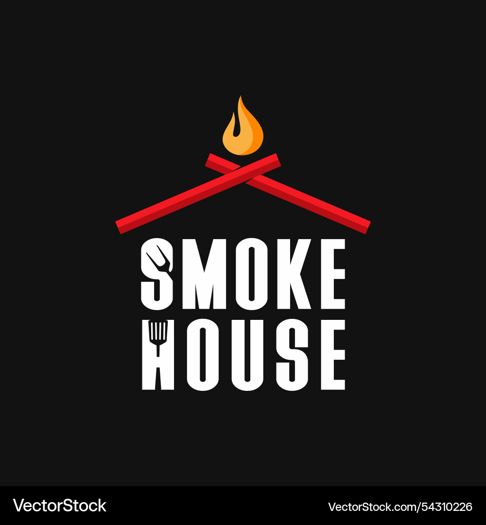 Smoke house logo design barbecue restaurant Vector Image