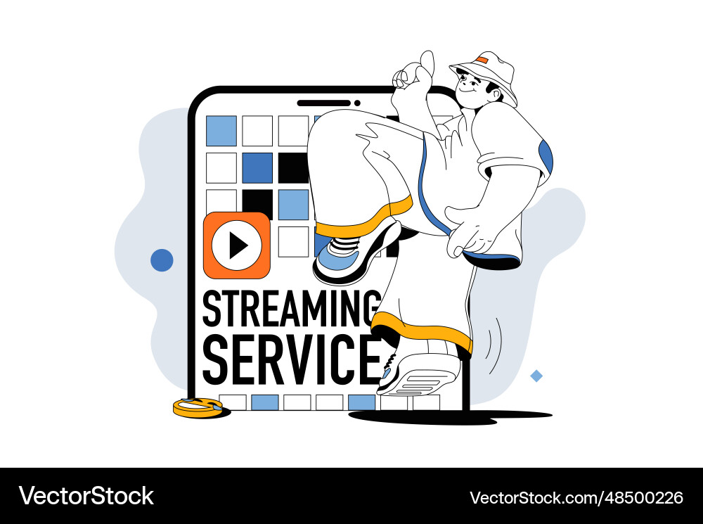 Streaming service concept with people scene Vector Image