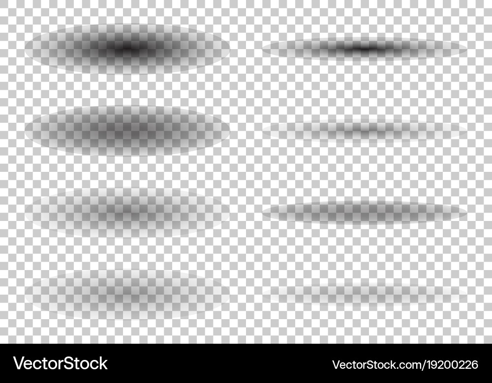 Transparent oval shadow with soft edges set Vector Image
