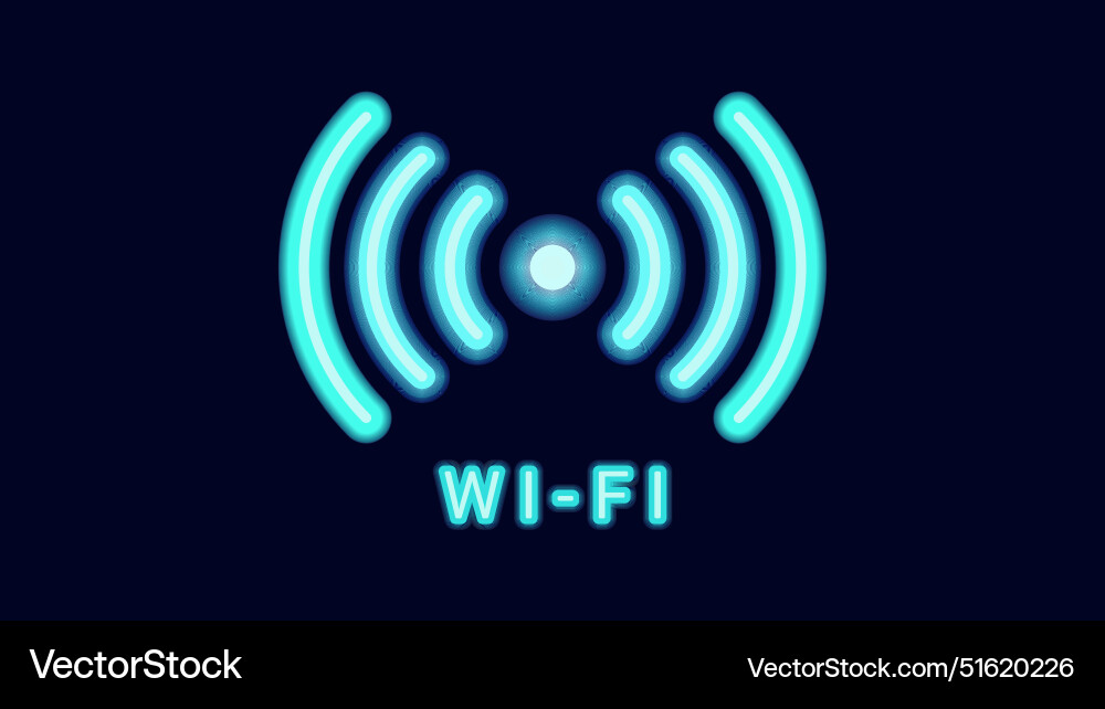 Wifi symbols neon effect dark background Vector Image