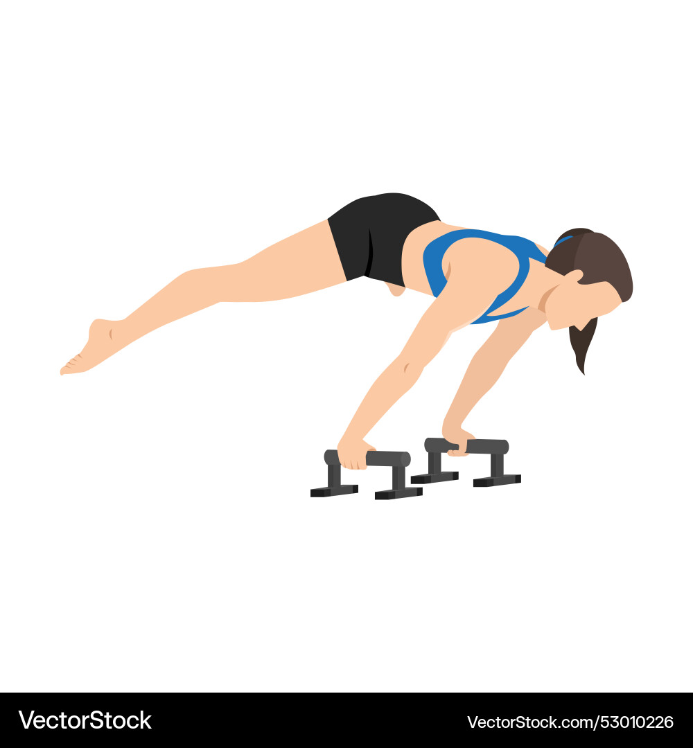 Woman doing perfect straddle planche with push up Vector Image