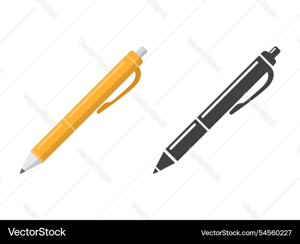 Ballpoint pen icon in flat style office tool Vector Image