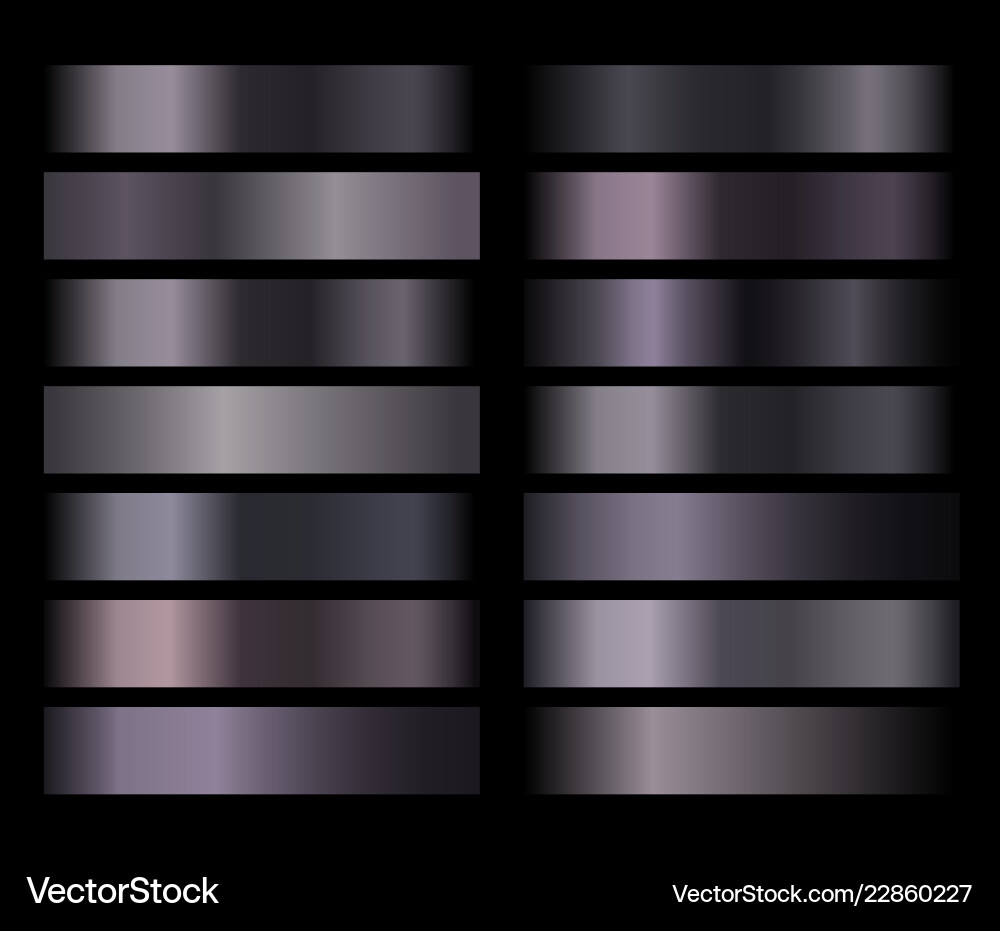 Black shiny texture gradients templates set Vector Image