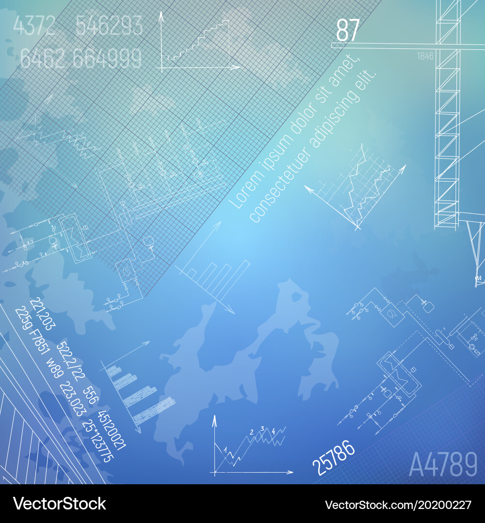 Blueprints with boiler room engineering Royalty Free Vector