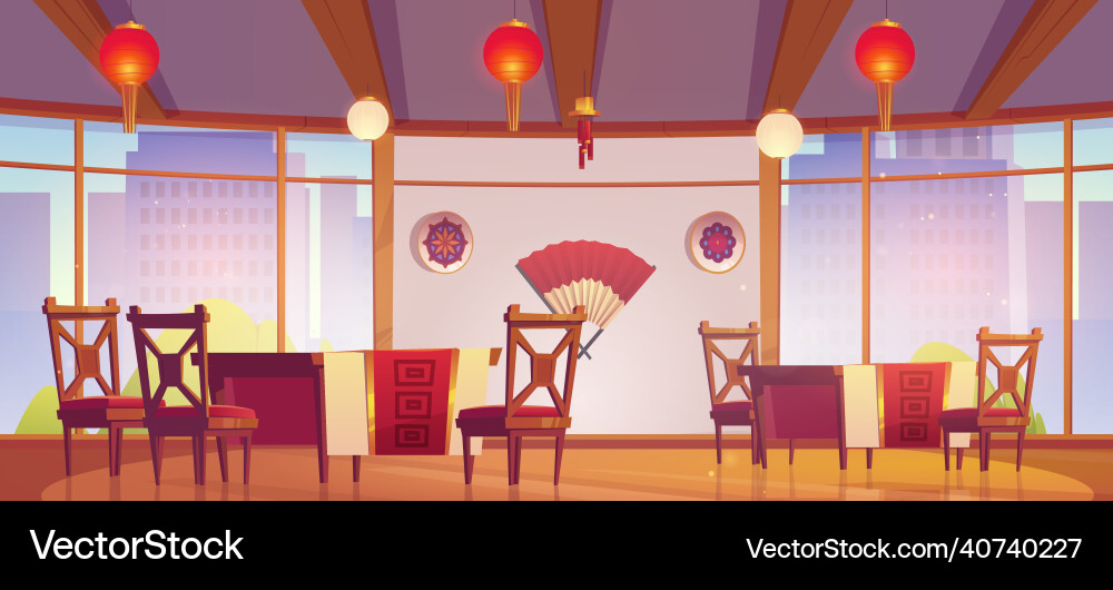 Chinese or japanese restaurant cafe interior Vector Image