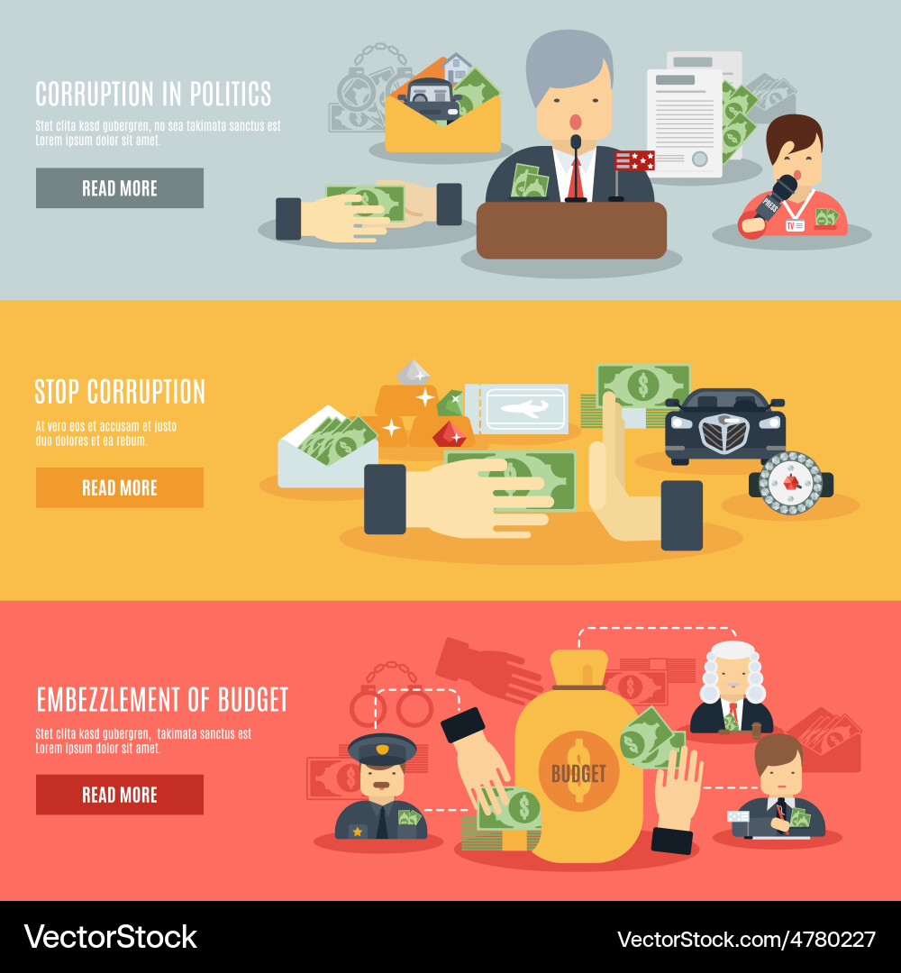Corruption banner set Royalty Free Vector Image
