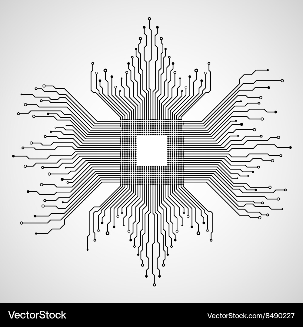 Cpu Microprocessor Microchip Circuit Board Vector Image
