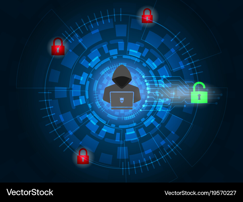 Cybersecurity - Lock and Unlock Concept Royalty Free Vector