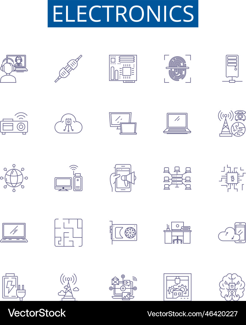 Electronics line icons signs set design Royalty Free Vector