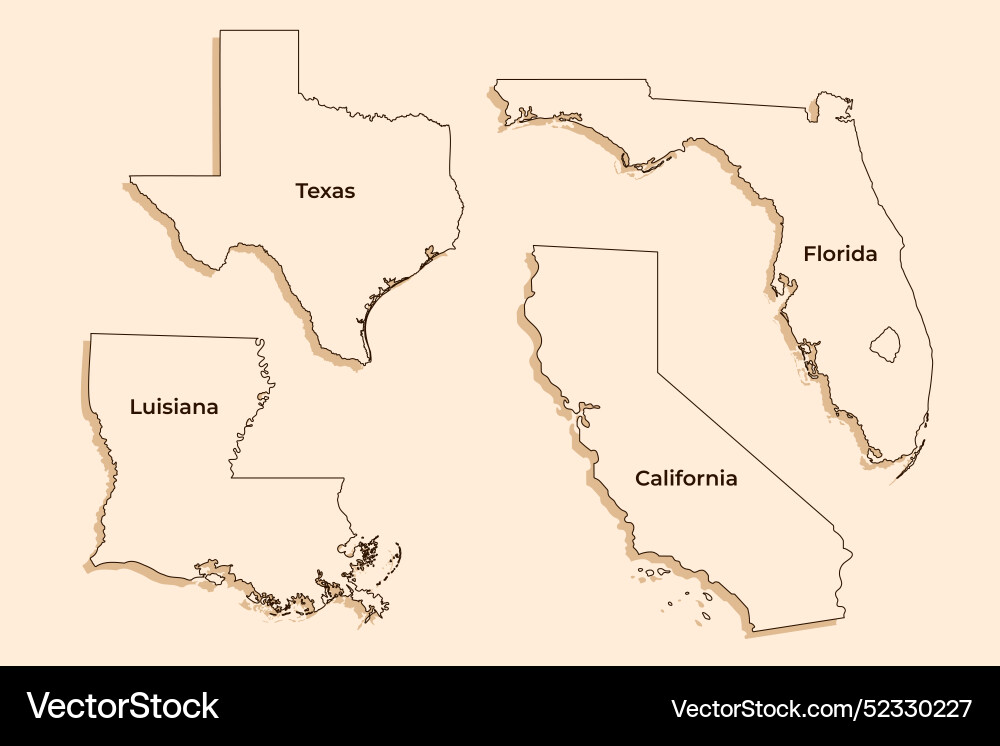 Flat design usa states outline map Royalty Free Vector Image