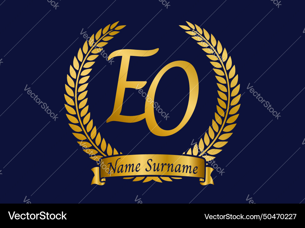 Initial letter e and o eo monogram logo design Vector Image