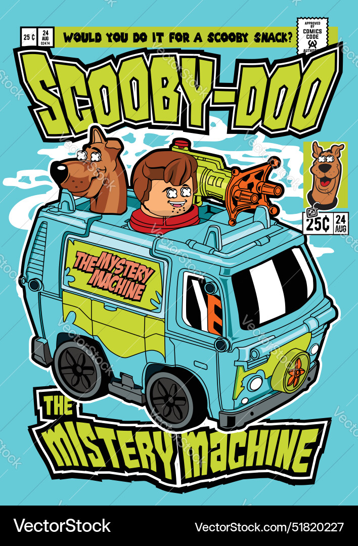 Pop art the mystery machine Royalty Free Vector Image