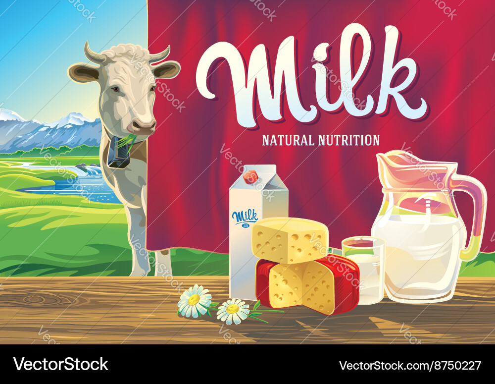 Rural Farm Scene with Dairy Royalty Free Vector Image