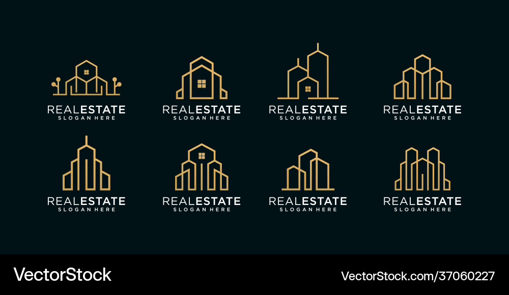 Set real estate building logo design template Vector Image
