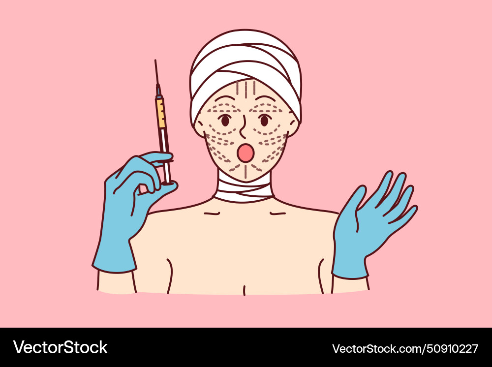 Woman is preparing for facelift procedure Vector Image