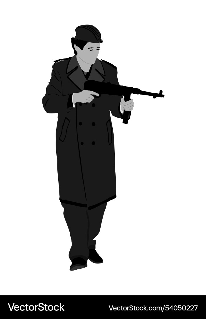 Ww2 army soldier with rifle shooting on enemy Vector Image