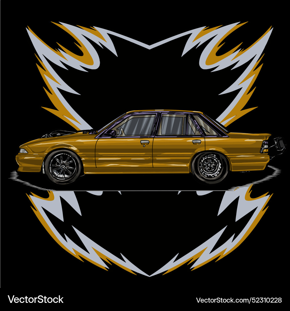 Brown drag racing car with grey strip Royalty Free Vector