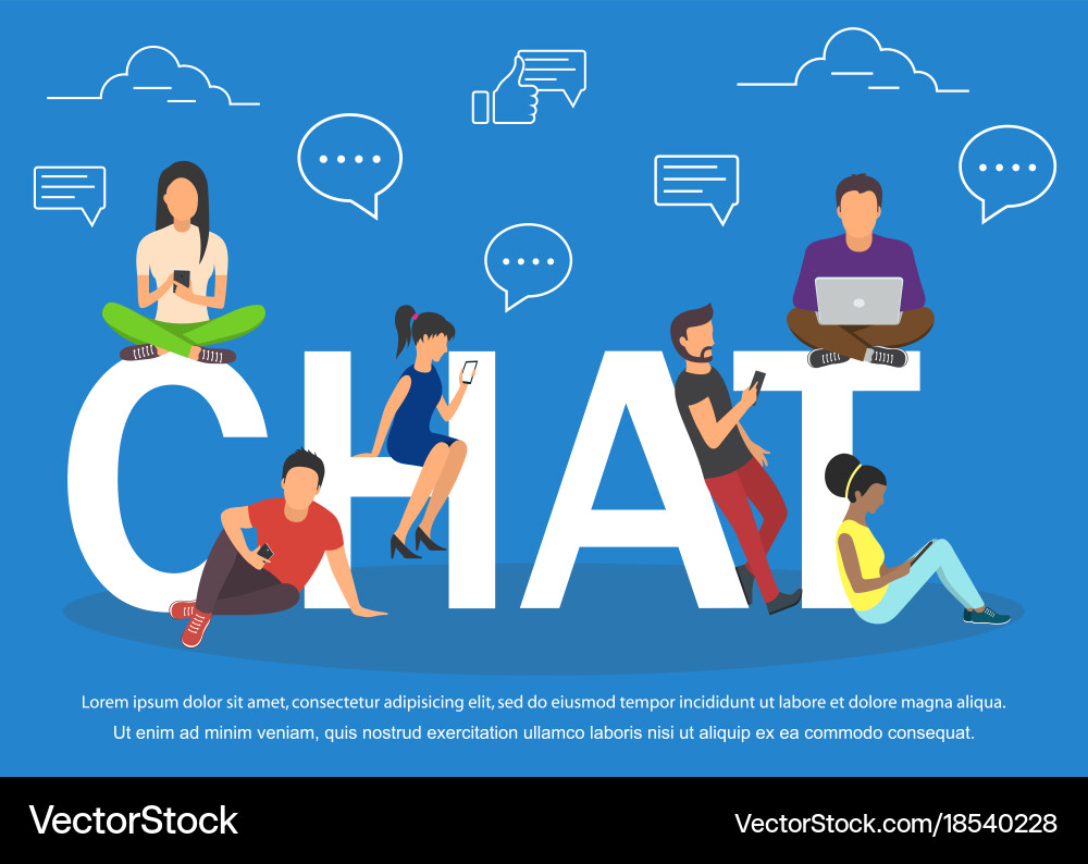 Chat of young people using mobile Royalty Free Vector Image