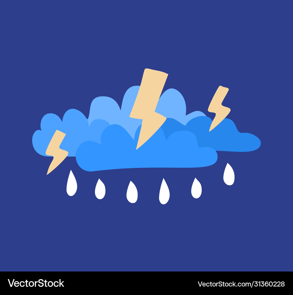 Cloud with lightning and rain icon cartoon Vector Image