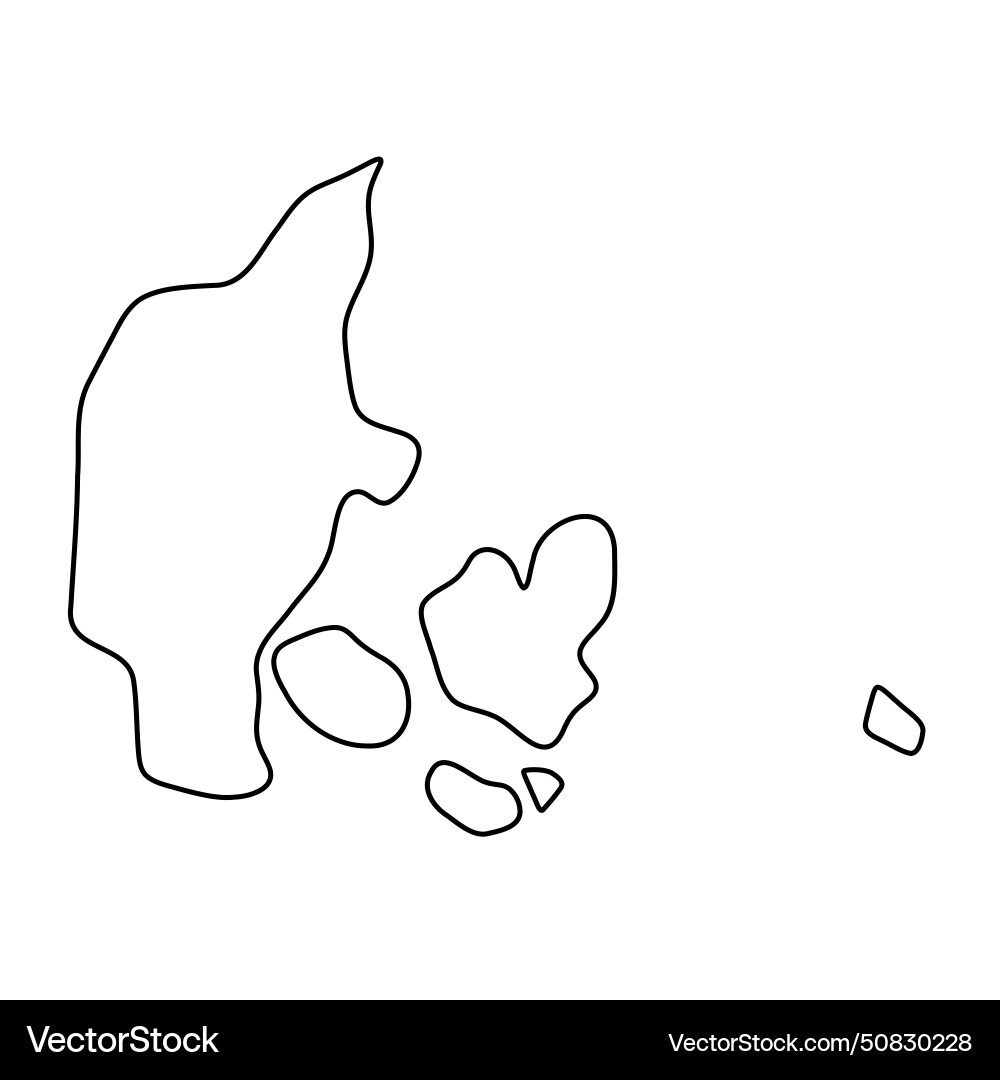 Denmark simplified outline map Royalty Free Vector Image