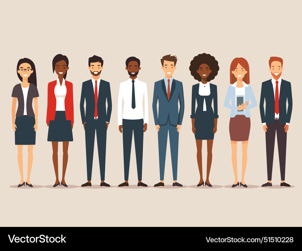 Diverse group professionals standing together Vector Image