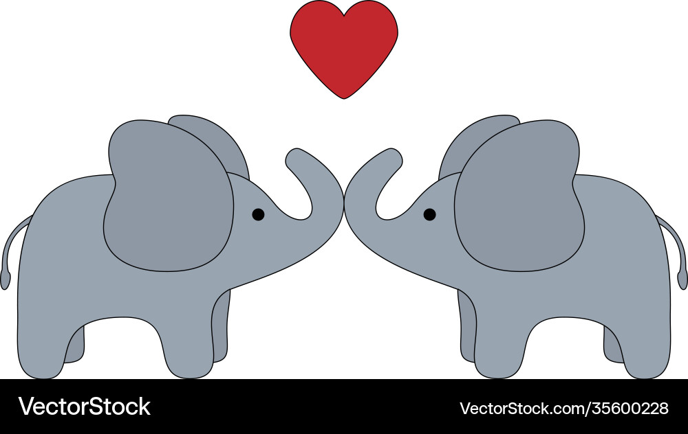 Elephant couple in love Royalty Free Vector Image