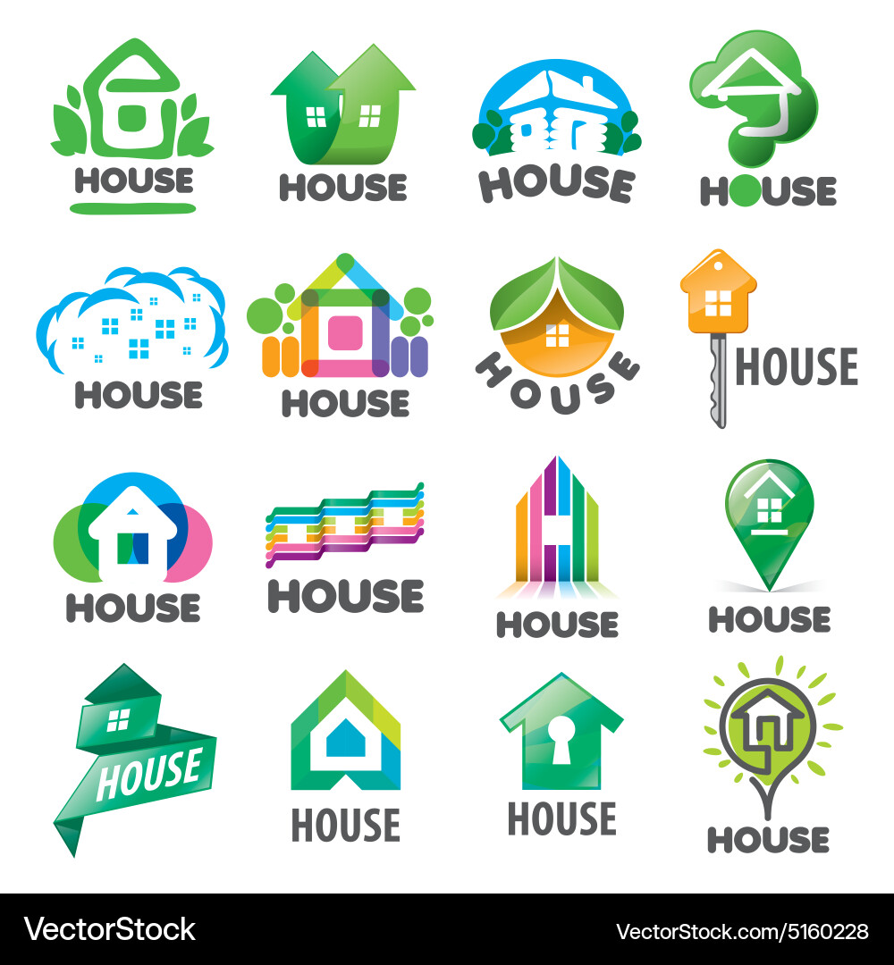 Large set of logos homes Royalty Free Vector Image