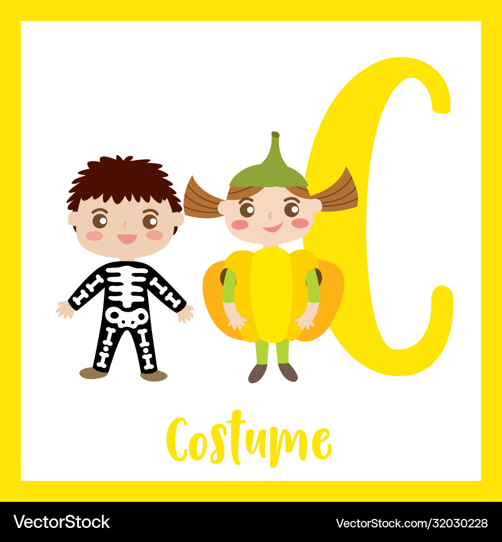 Letter c vocabulary costume Royalty Free Vector Image
