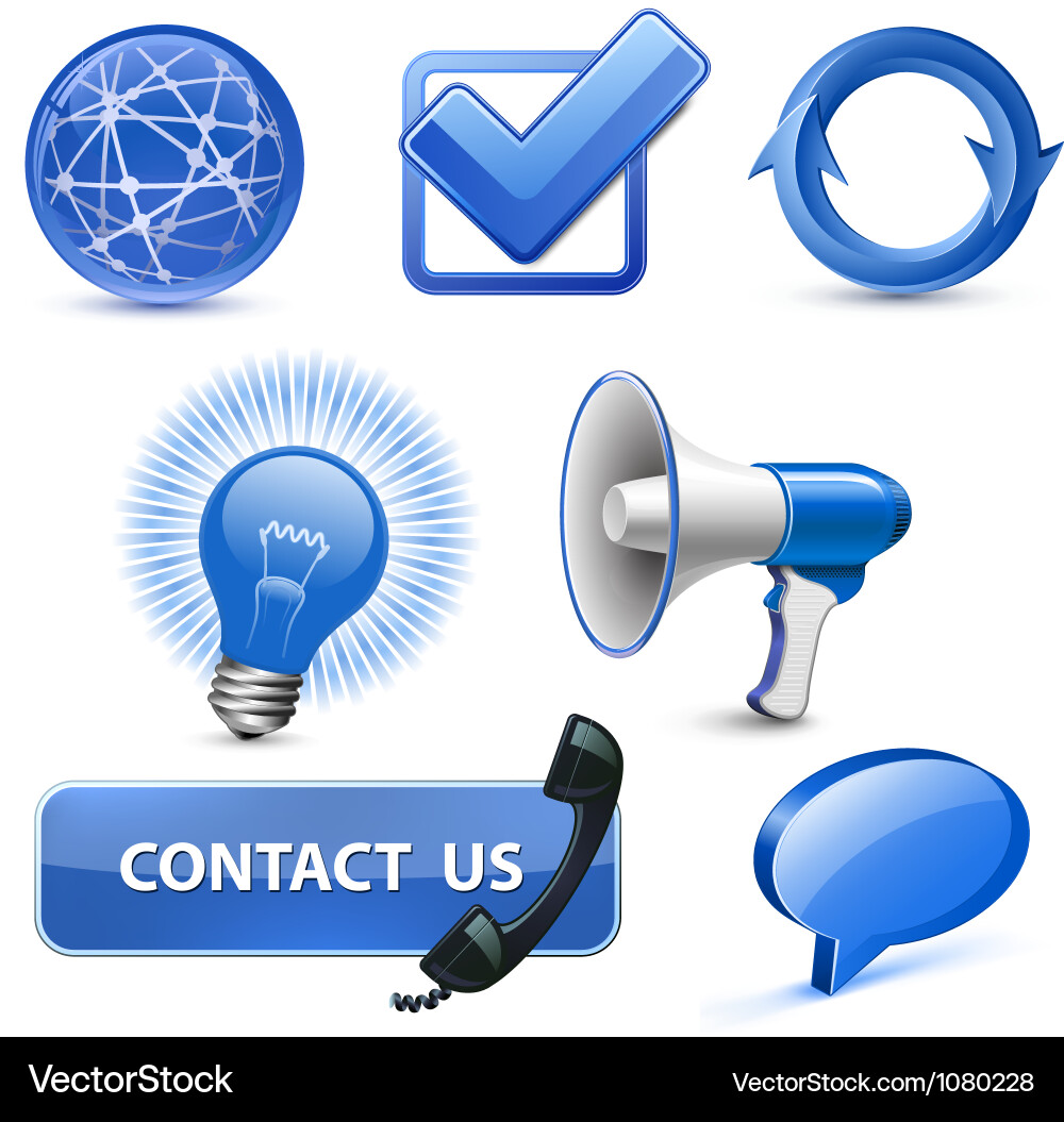 Modern Blue Icon Set Royalty Free Vector Image