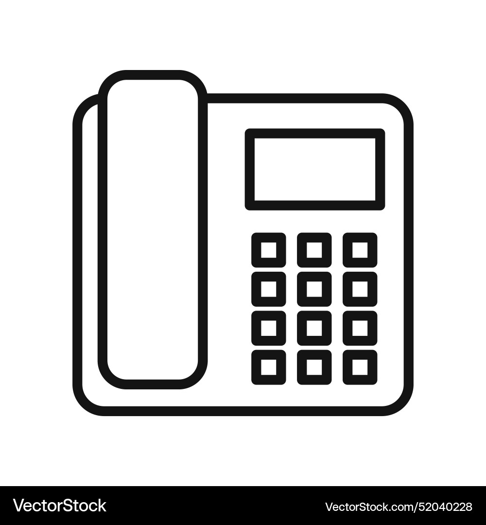 Office phone icon black and white sign Royalty Free Vector