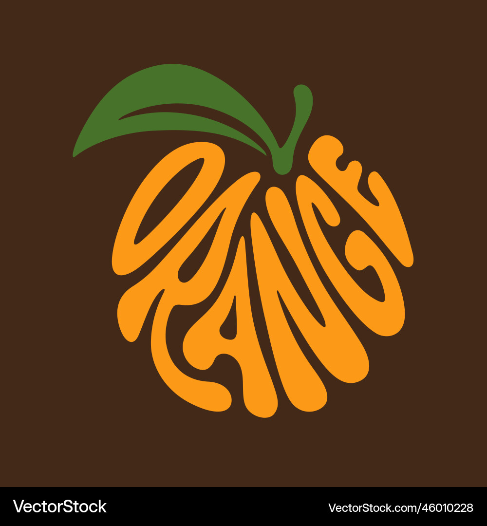 Orange Typography Fruit Sign Royalty Free Vector Image