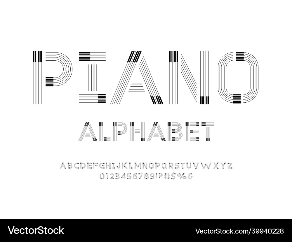 Piano font Royalty Free Vector Image - VectorStock