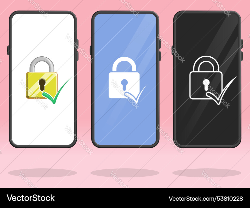 Smartphone lock padlock check mark silhouette Vector Image Smartphone lock padlock check mark silhouette Vector Image