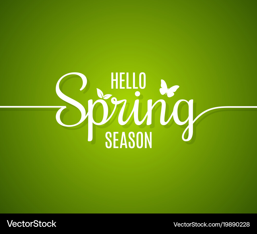 Spring logo line concept hello lettering Vector Image