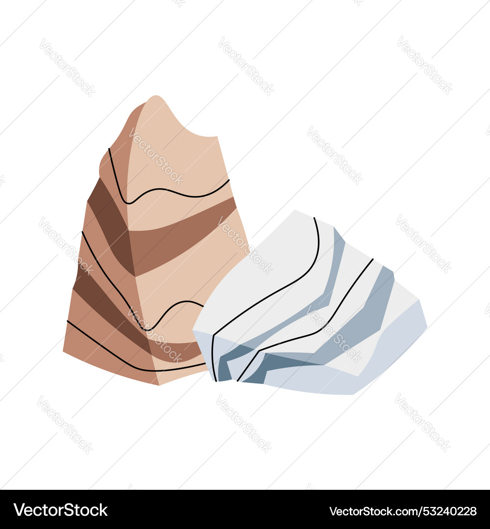 Stones on isolated background rocks in flat style Vector Image