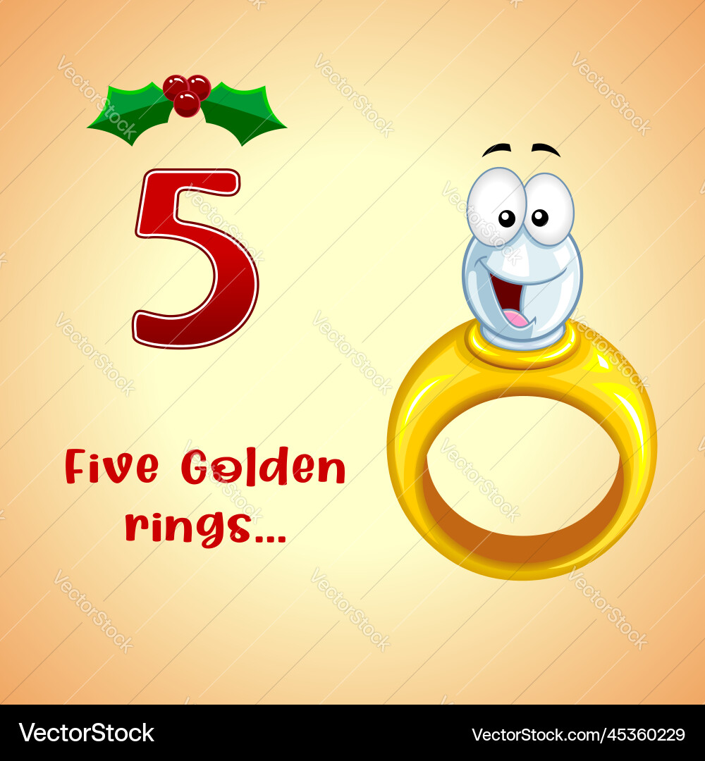 12 days of christmas - 5th day Royalty Free Vector Image