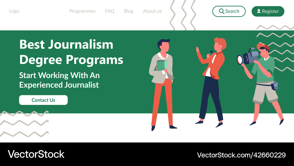 Best journalism degree programs website page Vector Image