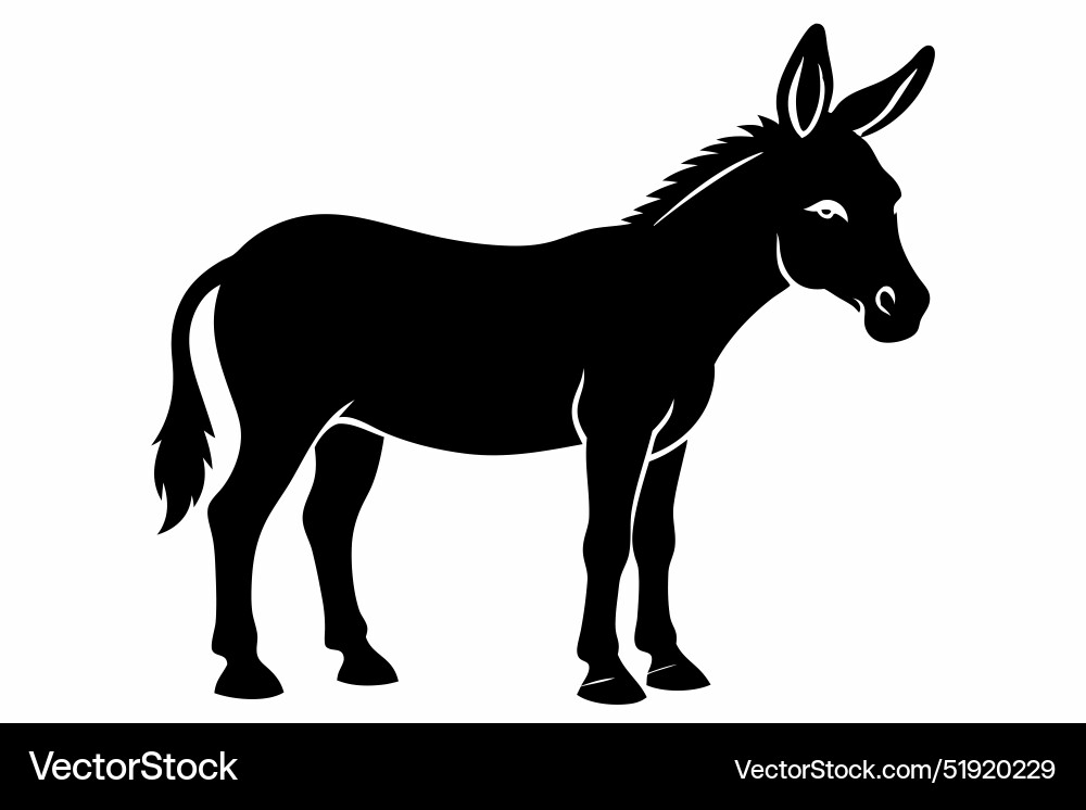 Black silhouette donkey white background h Vector Image