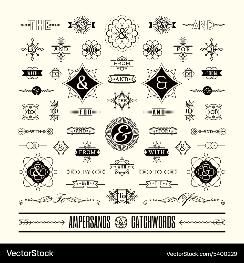 Catchwords ampersands art deco retro vintage frame
