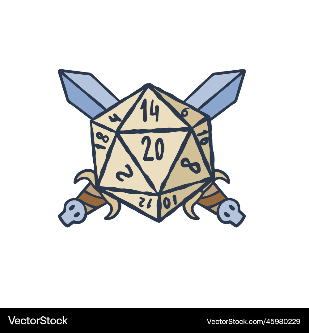 Dice d20 for playing dnd Royalty Free Vector Image