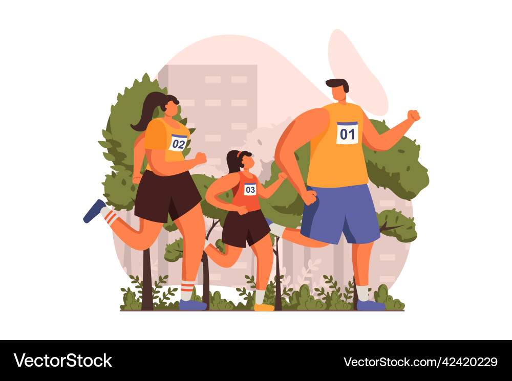 Healthy families web concept in flat design Vector Image
