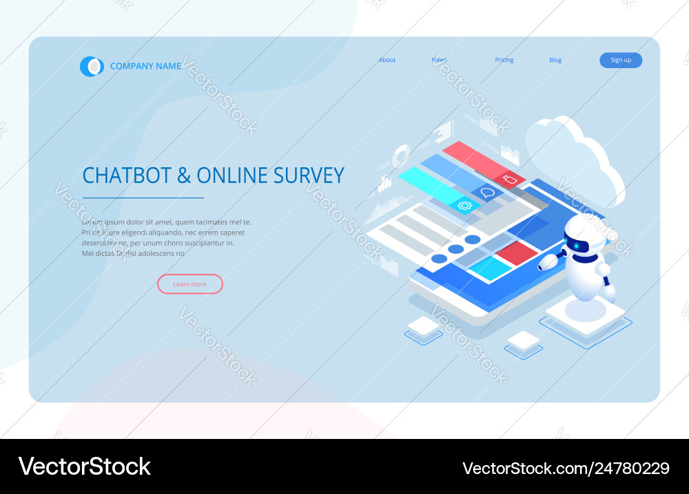 Isometric chat bot and online survey exam Vector Image